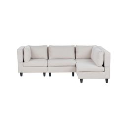 Beliani 4-tlg Ecksofa UNSTAD in Beige/Schwarz linksseitig | Gr.: onesize