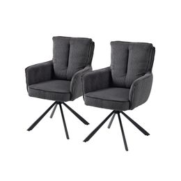home24 Drehbarer Armlehnenstuhl SALVIN 2er-Set in Dunkelgrau | Gr.: onesize