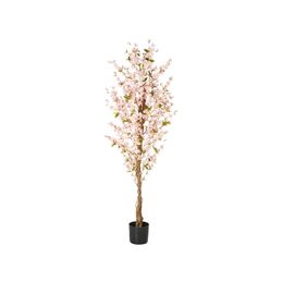 Beliani Kunstpflanze SAKURA in Gr&uuml;n/Rosa/Schwarz - (W) 70 x (H) 185 x (L) 70 cm | Gr.: onesize