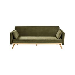 Beliani 3-Sitzer Sofa ASAA in Gr&uuml;n/Braun - (W) 205 x (H) 76 x (L) 80 cm | Gr.: onesize