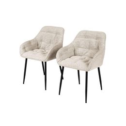 home24 Armlehnenstuhl Magrin 2er-Set in Beige | Gr.: onesize