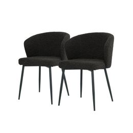 home24 Polsterstuhl MARETH 2er-Set in Schwarz | Gr.: onesize