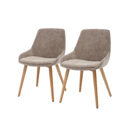 home24 Polsterstuhl LAKINS 2er-Set in Taupe | Gr.: onesize