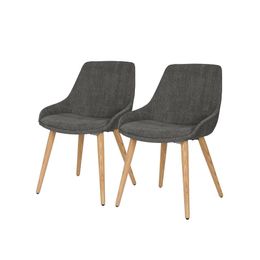home24 Polsterstuhl LAKINS 2er-Set in Dunkelgrau | Gr.: onesize