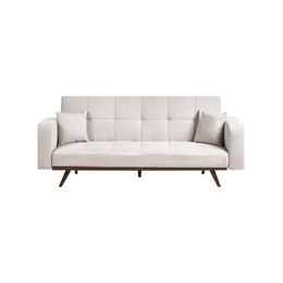 Beliani Schlafsofa HJULBY in Beige/Braun - (W) 220 x (H) 90 x (L) 82 cm | Gr.: onesize