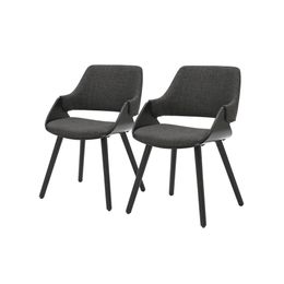 home24 Armlehnenstuhl RIFFLES 2er-Set in Anthrazit / Schwarz | Gr.: onesize