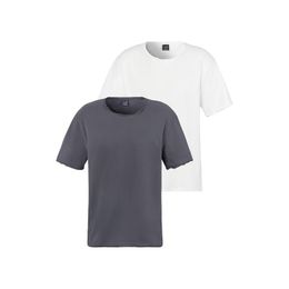 John Devin Herren T-Shirt &raquo;mit geschnittenen Kanten&laquo; Packung, 2, Relaxed Fit, Kurzarm, Freizeitshirt mit Rundhals aus reiner Baumwolle grau S (44/46)