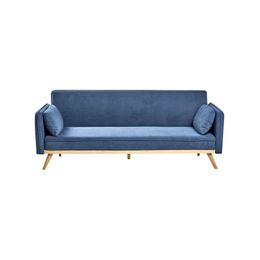 Beliani 3-Sitzer Sofa ASAA in Blau/Braun - (W) 205 x (H) 76 x (L) 80 cm | Gr.: onesize