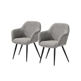 home24 Polsterstuhl Glassburn 2er-Set in Grau | Gr.: onesize