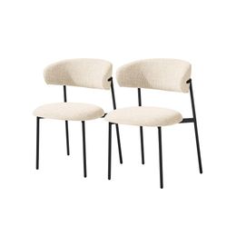home24 Polsterstuhl PODINGTON 2er-Set in Creme | Gr.: onesize