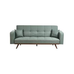 Beliani Schlafsofa HJULBY in Gr&uuml;n/Braun - (W) 220 x (H) 90 x (L) 82 cm | Gr.: onesize