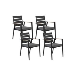Beliani 4er-Set Gartenstuhl TAVIANO in Schwarz/Grau/Braun | Gr.: onesize