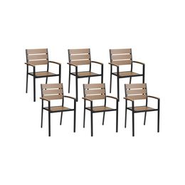Beliani 6er-Set Gartenstuhl VERNIO in Braun/Schwarz | Gr.: onesize