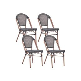 Beliani 4er-Set Gartenstuhl RIFREDDO in Grau/Braun | Gr.: onesize