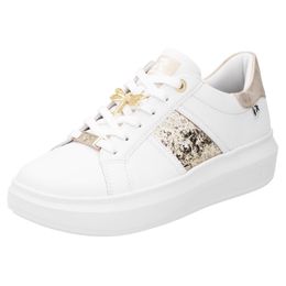 Rieker Sport Damen RIEKER Sport Plateausneaker mit stylischen Metallic-Details, Freizeitschuh, Halbschuh, Schn&uuml;rschuh wei&szlig; 42
