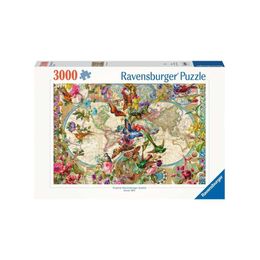 Ravensburger Puzzle 3.000 Teile Weltkarte mit Schmetterlingen in bunt | Gr.: onesize