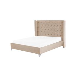 Beliani Doppelbett LUBBON in Beige/Silber - (W) 209 x (H) 142 x (L) 215 cm | Gr.: onesize
