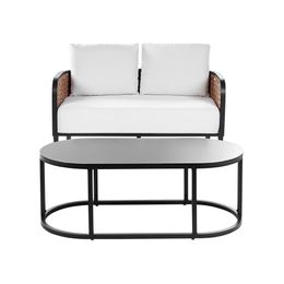 Beliani 2-tlg Gartensofa MONTEFALCO in Wei&szlig;/Schwarz | Gr.: onesize