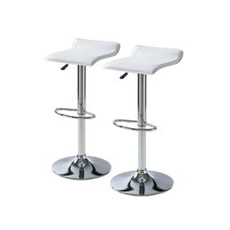 home24 Barhocker Soraia (2er-Set) in Wei&szlig; / Chrom | Gr.: onesize