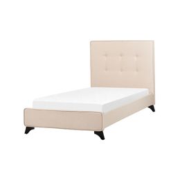 Beliani Einzelbett AMBASSADOR in Beige/Schwarz - (W) 102 x (H) 106 x (L) 216 cm | Gr.: onesize