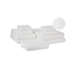 Beliani 9er-Set Handtuch AREORA in Wei&szlig; | Gr.: onesize