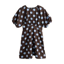 next Kleid Damen Gr&ouml;&szlig;e 32 hellblau / dunkelbraun Sommerkleid