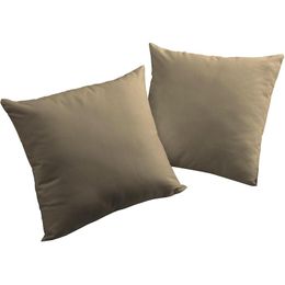 WIRTH Dekokissen &raquo;Newbury&laquo; Kissenh&uuml;lle ohne F&uuml;llung, 2 St&uuml;ck braun Baumwolle, Polyester B/L: 40cm x 40cm, 2 Stk.