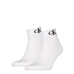 Calvin Klein Jeans Herren Kurzsocken &raquo;CKJ MEN QUARTER 2P MONOGRAM&laquo; 2 Paar, mit dezenter Logostickerei, komfortable Frotteesohle wei&szlig; 43-46