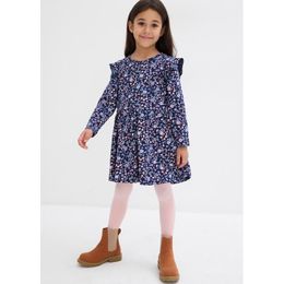 bonprix Kinder bonprix Jerseykleid aus reiner Baumwolle, mit Bl&uuml;mchenmuster, mit langem Arm bunt 104/110, N-Gr