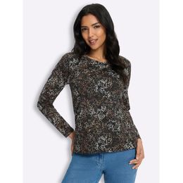 Sieh an! Langarm-Shirt in schwarz-beige-bedruckt | Gr.: 46