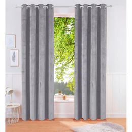 LeGer Home by Lena Gercke Gardine &raquo;LADINA&laquo; &Ouml;sen 1 Stk. tlg. blickdichter Vorhang, Samt Vorhang grau Polyester, Recyceltes Material 145cm, &Ouml;sen, 140cm