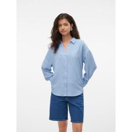 V&eacute;ro Moda Vero Moda Damen Langarmbluse &raquo;VMMELANEY QUEENY LS SHIRT WVN NOOS&laquo; Kunstfaser, loose fit blau XL