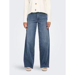 Only Damen Only High-waist-Jeans &raquo;ONLMADISON &ndash; High-Waist-Jeans mit modischen Abriebeffekten&laquo; Baumwollmischung, wide fit, high waist blau XS (34), 