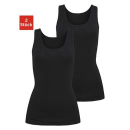 H.I.S. H.I.S Damen Unterhemd 2er-Pack, aus elastischer Baumwoll-Qualit&auml;t, Tanktop, Unterziehshirt schwarz 32/34, N-Gr