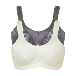 bonprix Entlastungs-BH Packung, 2 tlg. mit gepolsterten Tr&auml;gern, mit elastischem Unterbrustgummi beige 100, Cup E Entlastungs-BH