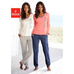 Vivance Dreams By Lascana Damen Vivance Dreams by Lascana Pyjama Packung, 4 tlg. mit seitlichem Print bunt 40/42