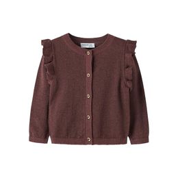 name it M&auml;dchen Strickjacke &raquo;NMFABINNE LS KNIT CARD NOOS&laquo; mit s&uuml;&szlig;er R&uuml;sche an den Schultern braun 86