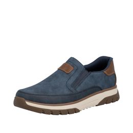 Rieker Herren Slip-On Sneaker Slipper, Halbschuh, Freizeitsneaker mit Kontrastbesatz blau 45