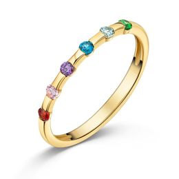 Firetti Damen Fingerring &raquo;Schmuck Geschenk Silber 925 Damenring Ring Regenbogen&laquo; mit Zirkonia (synth.) bunt 58, Silber 925 (Sterlingsilber), 2mm