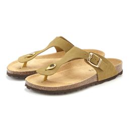 ELBSAND Damen Pantolette &raquo;Mule, Sandale, offener Schuh, Lederpantolette, Sommerschuhe&laquo; Zehentrenner aus hochwertigem Leder mit Komfortkorkfu&szlig;bett gr&uuml;n