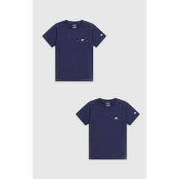 Champion Jungen T-Shirt Packung, 2 Stk. 2er-Pack, Kurzarm, mit Rundhalsausschnitt, aus Baumwolle blau S (128/134)
