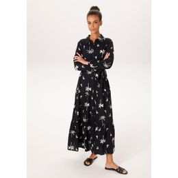 Aniston Casual Damen Aniston CASUAL Maxikleid mit abnehmbarem Bindeband, mit Palmen bedruckt - jedes Teil ein Unikat schwarz-wei&szlig; 38, N-Gr
