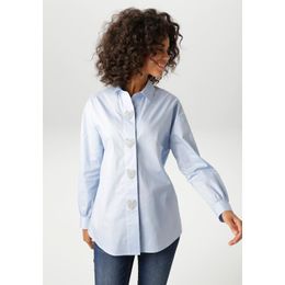 Aniston Casual Damen Aniston CASUAL Hemdbluse mit Glitzerherzen verziert 42