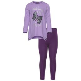 Kidsworld Langarmshirt & Leggings in lila/dk lila | Gr.: 92/98