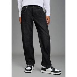 Kangaroos Jungen Kangaroos Loose-fit-Jeans &raquo;Jeans mit weitem Bein&laquo;, mit Logo-Stickerei schwarz 146, N-Gr