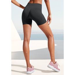 Lascana Damen Lascana Funktionsshorts &raquo;Po Push Up&laquo; Seamless-Shorts mit Rippstruktur und Shaping-Effekt, Sportshorts schwarz S (36/38), N-Gr
