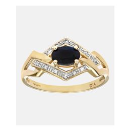 Diamant L'&eacute;ternel Ring aus 375 Gelbgold mit Diamant mit Saphir | Gr.: 52