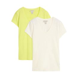 bonprix Damen bonprix T-Shirt Packung, 2er, 2 lockere Passform, Kurzarm, f&uuml;r Fr&uuml;hling und Sommer, Baumwolle gelb 36/38 (S)