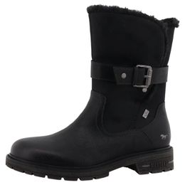 Mustang Shoes Damen Winterstiefel &raquo;Bienke&laquo; Biker Boots mit Blockabsatz und Zierriemchen schwarz 36