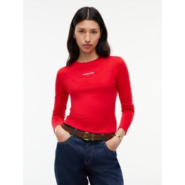 Tommy Jeans Damen Langarmshirt &raquo;TJW SLIM CLASSIC LOGO LS TEE&laquo; Baumwollmischung, slim fit rot S (36/38)